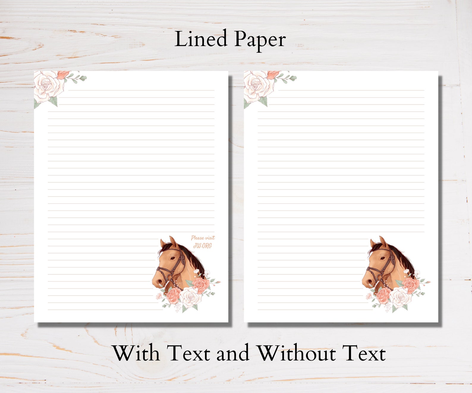 JW Letter Writing Stationery Water Color Horse Writing Paper | Etsy