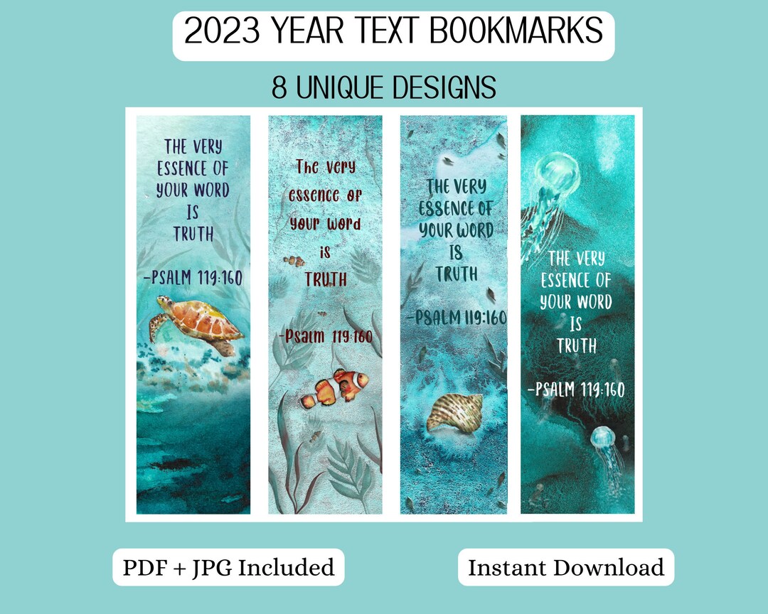 JW 2023 Year Text Bookmark, 8 Bookmark Designs, Psalm 119:160, JW Gift ...