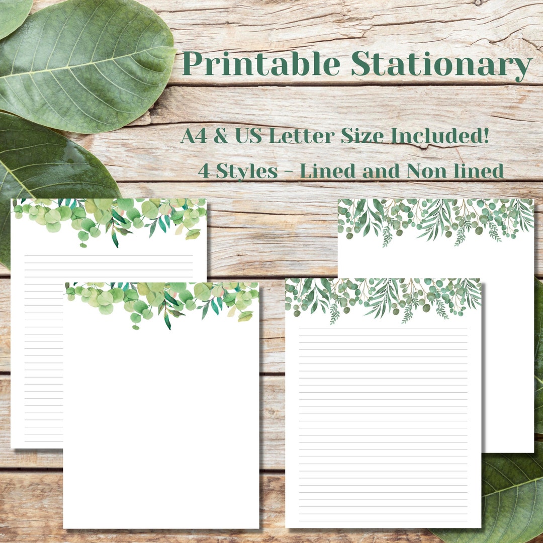 Green Leaves Letter Writing Stationery Printable Writing - Etsy