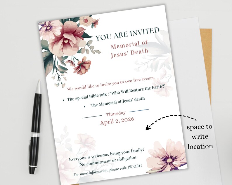 JW 2026 Memorial of Jesus' Death Invitation Special Talk, Letter ...