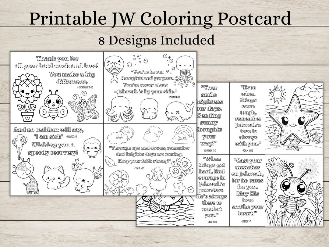 JW Coloring Postcards, Kids' Printable Activity (digital Download) - Etsy