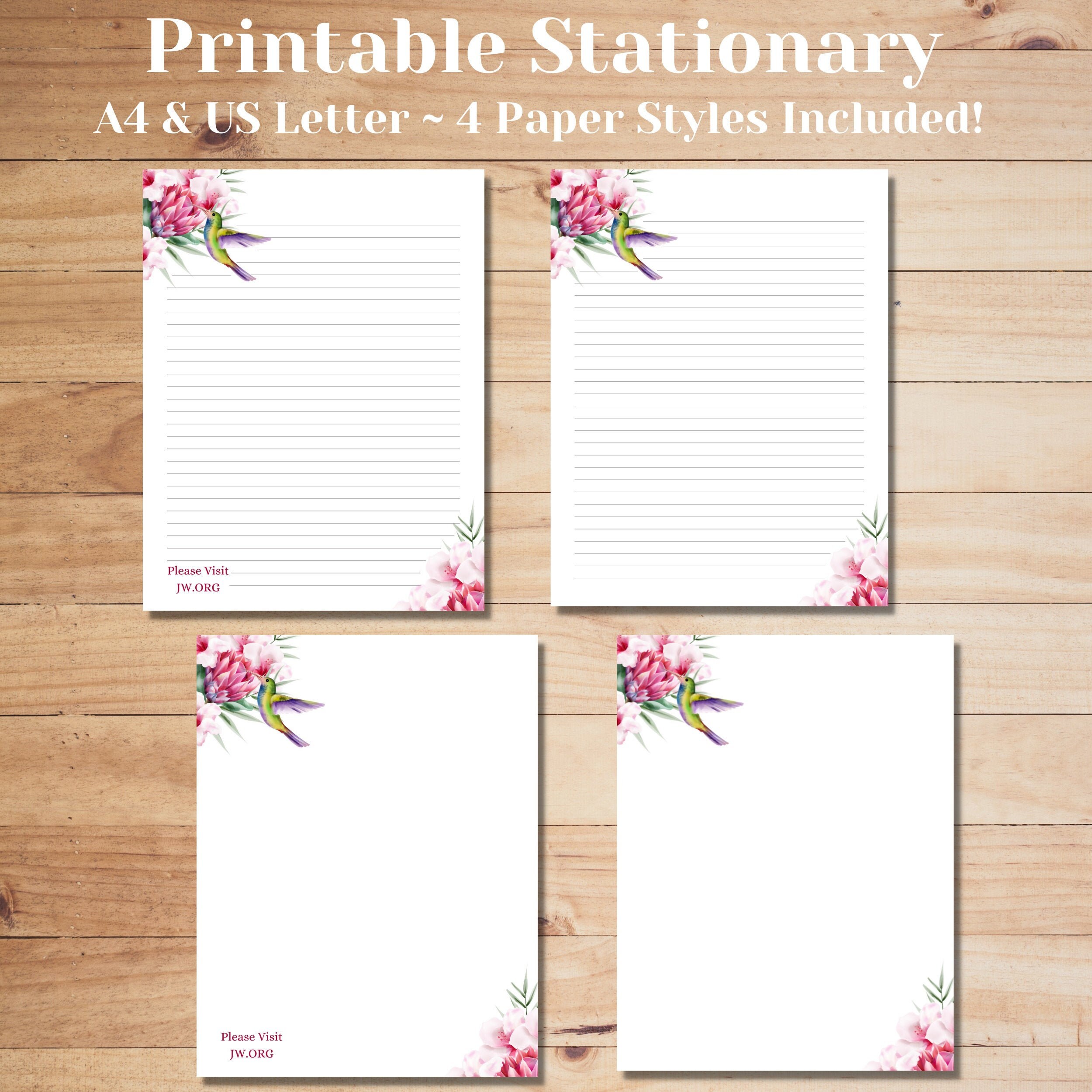 JW Letter Writing Stationery Printable Writing Paper Lined | Etsy