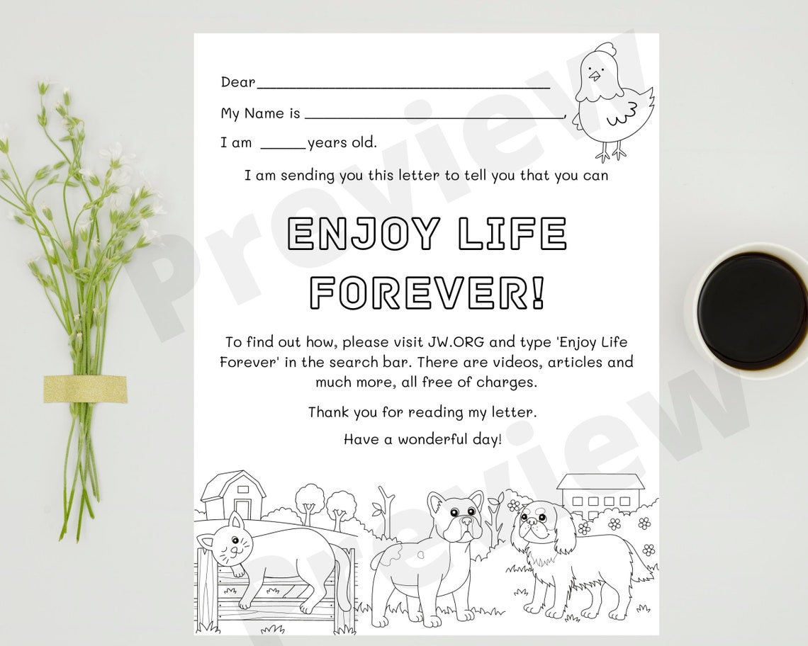 JW Enjoy Life Forever Letter Writing Paper, Kids Coloring Pages ...