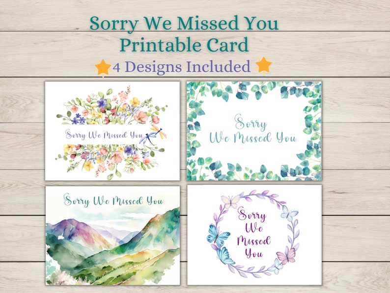 Watercolor Sorry We Missed You Cards, Letter Campaign (digital Download ...