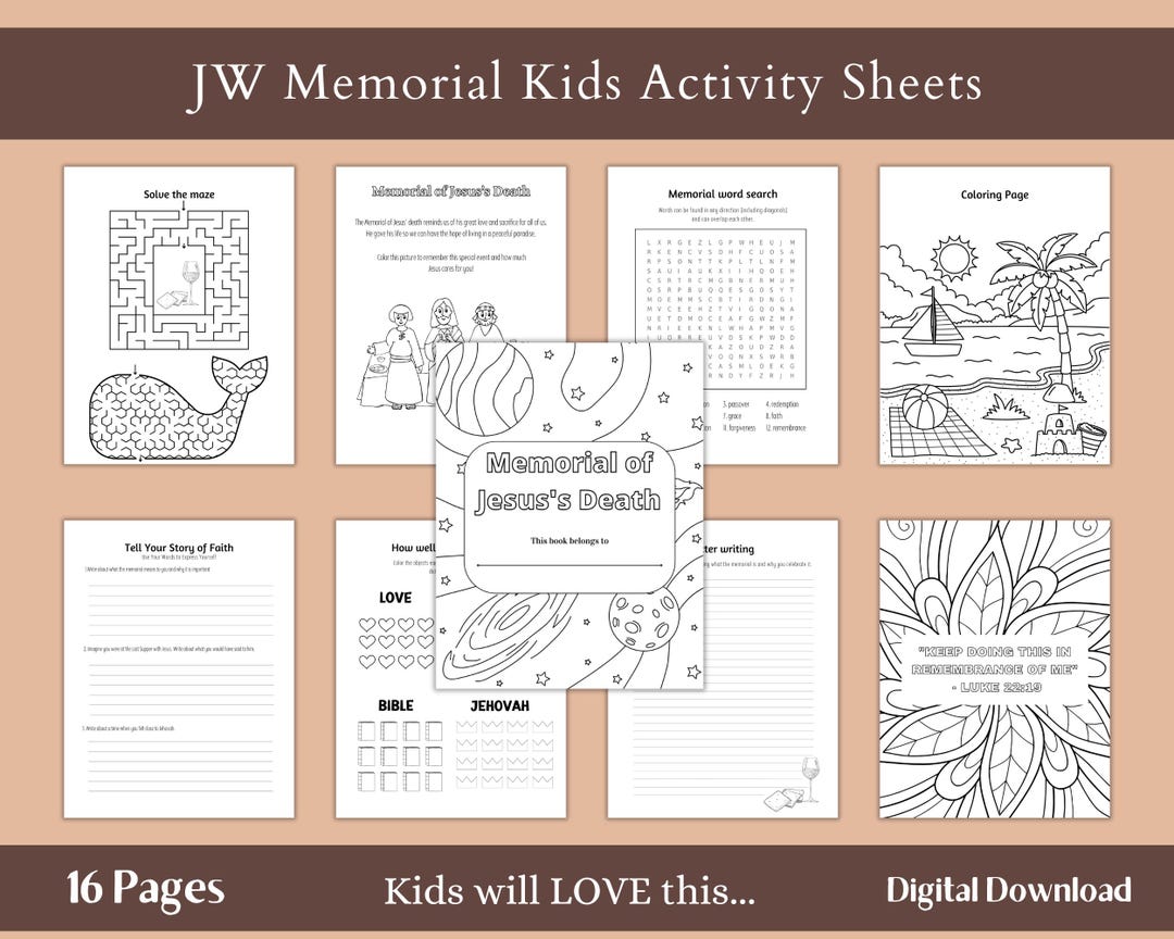 JW 2025 Memorial Kids Printable Worksheets Booklet, JW Printable for ...