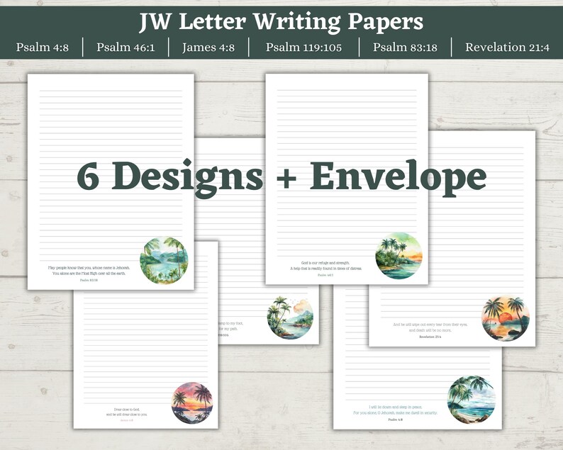Printable JW Scripture Letter Writing Paper With Envelope - Lined ...