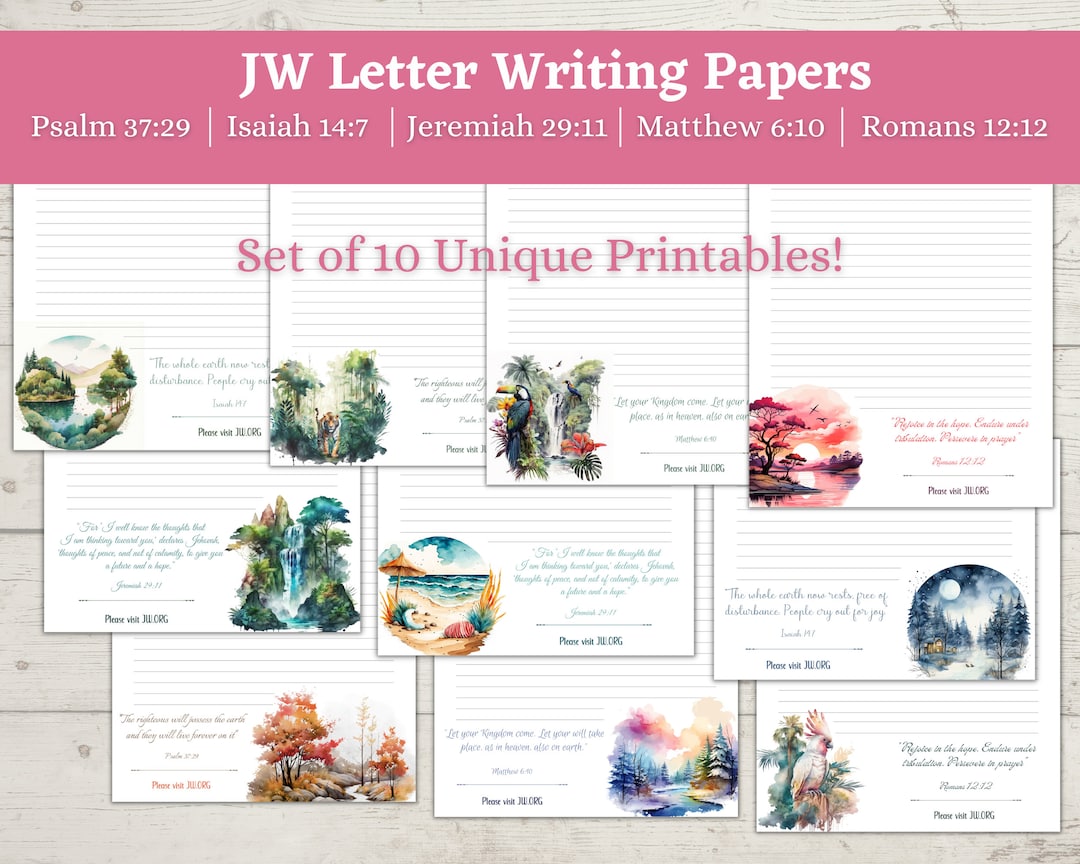 JW Letter Writing Paper – Watercolor Scripture, Printable Stationery ...