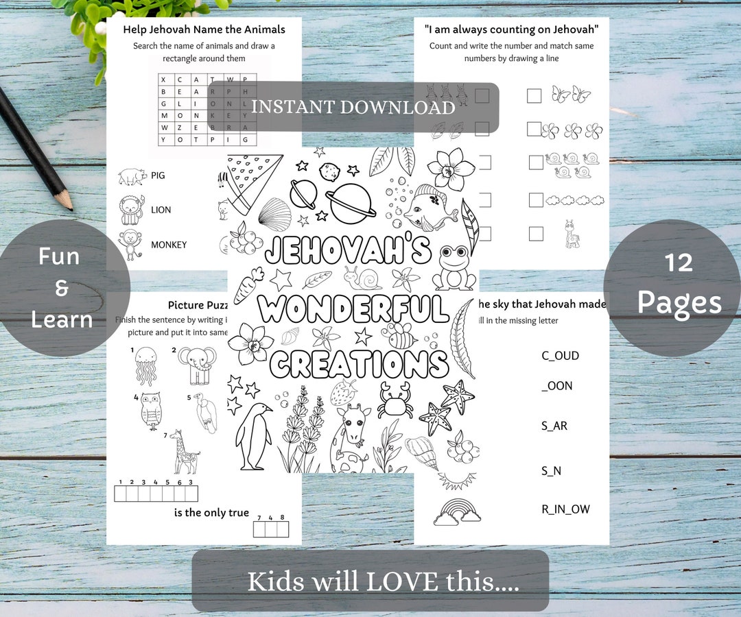 Jehovah's Creations Fun Activity Booklet (ages 3-6), JW Printables for ...