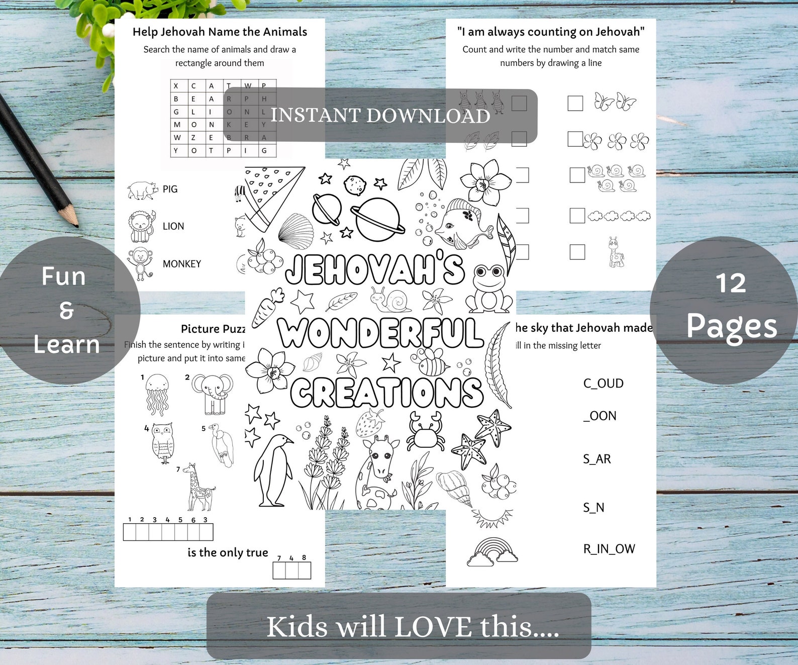 Jehovah's Creations Fun Activity Booklet ages 3-6 JW | Etsy