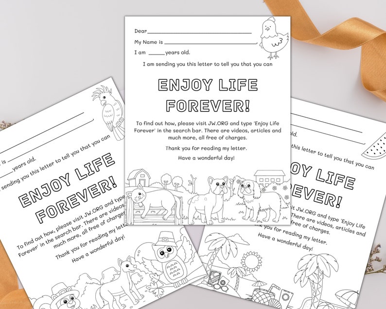 JW Enjoy Life Forever Letter Writing Paper, Kids Coloring Pages ...