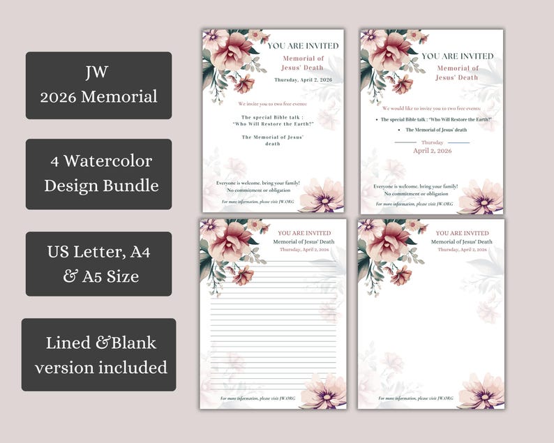 JW 2026 Memorial of Jesus' Death Invitation Special Talk, Letter ...