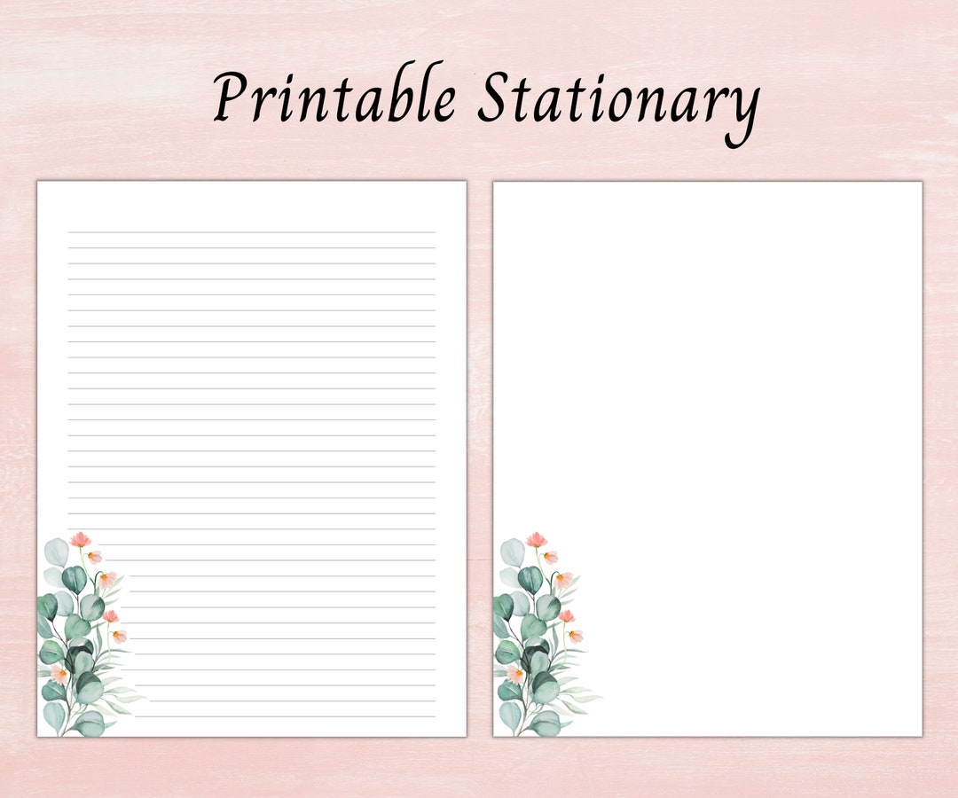 Botanical Printable Stationery Paper, Minimalist Writing Paper, Boho ...