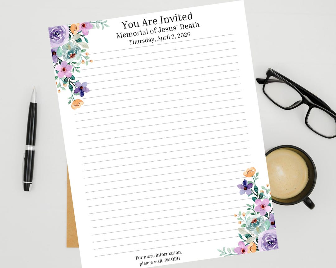JW 2026 Memorial Invite Letter Writing Paper , JW Pioneers Gift ...
