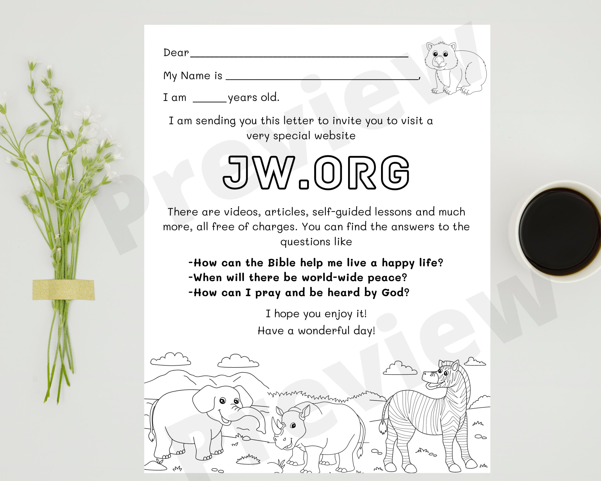 JW Kid Letter Writing Bundle Kids Paper Jw Kid Gifts JW - Etsy