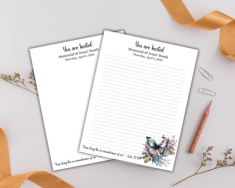 JW Memorial 2026 Letter Writing Paper, Floral Invite (digital Download ...