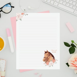 JW Letter Writing Stationery, Water Color Horse Writing Paper, Lined ...