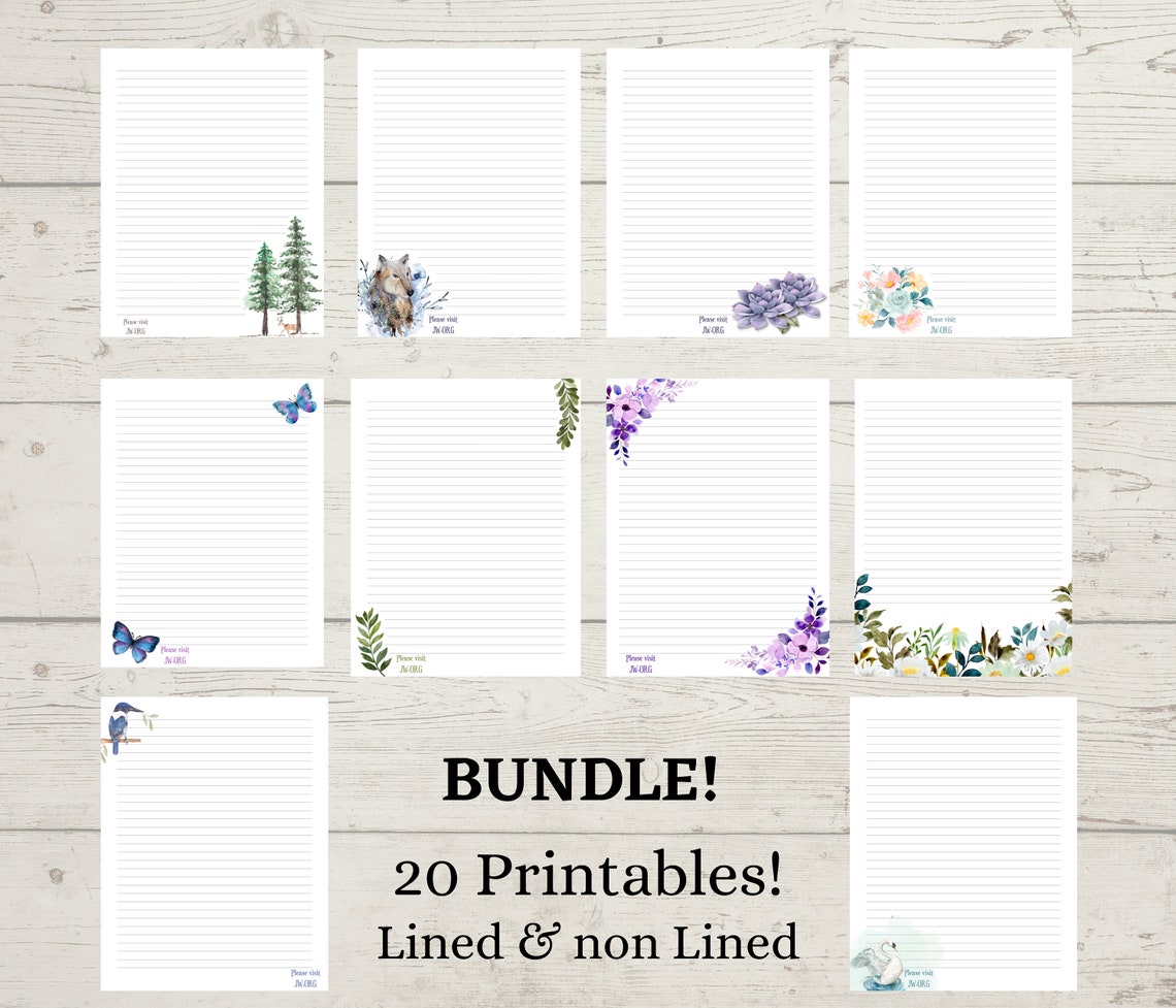 JW Letter Writing Bundle Printable Writing Paper Ministry - Etsy