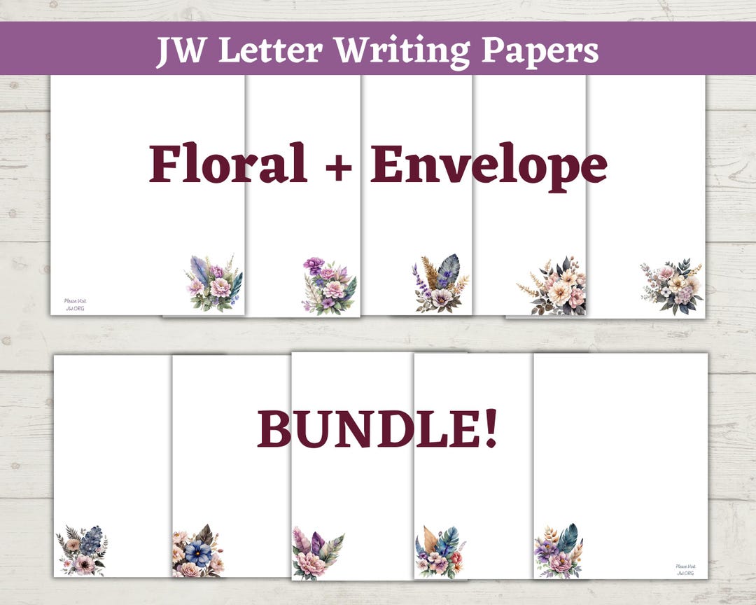 JW Floral Letter Writing Paper Bundle | JW Ministry Supplies, Lined ...
