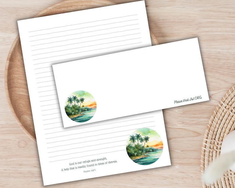 Printable JW Scripture Letter Writing Paper With Envelope - Lined ...