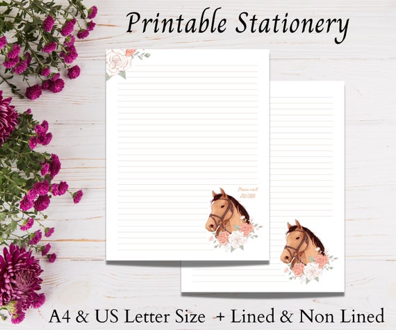 JW Letter Writing Stationery Water Color Horse Writing Paper | Etsy