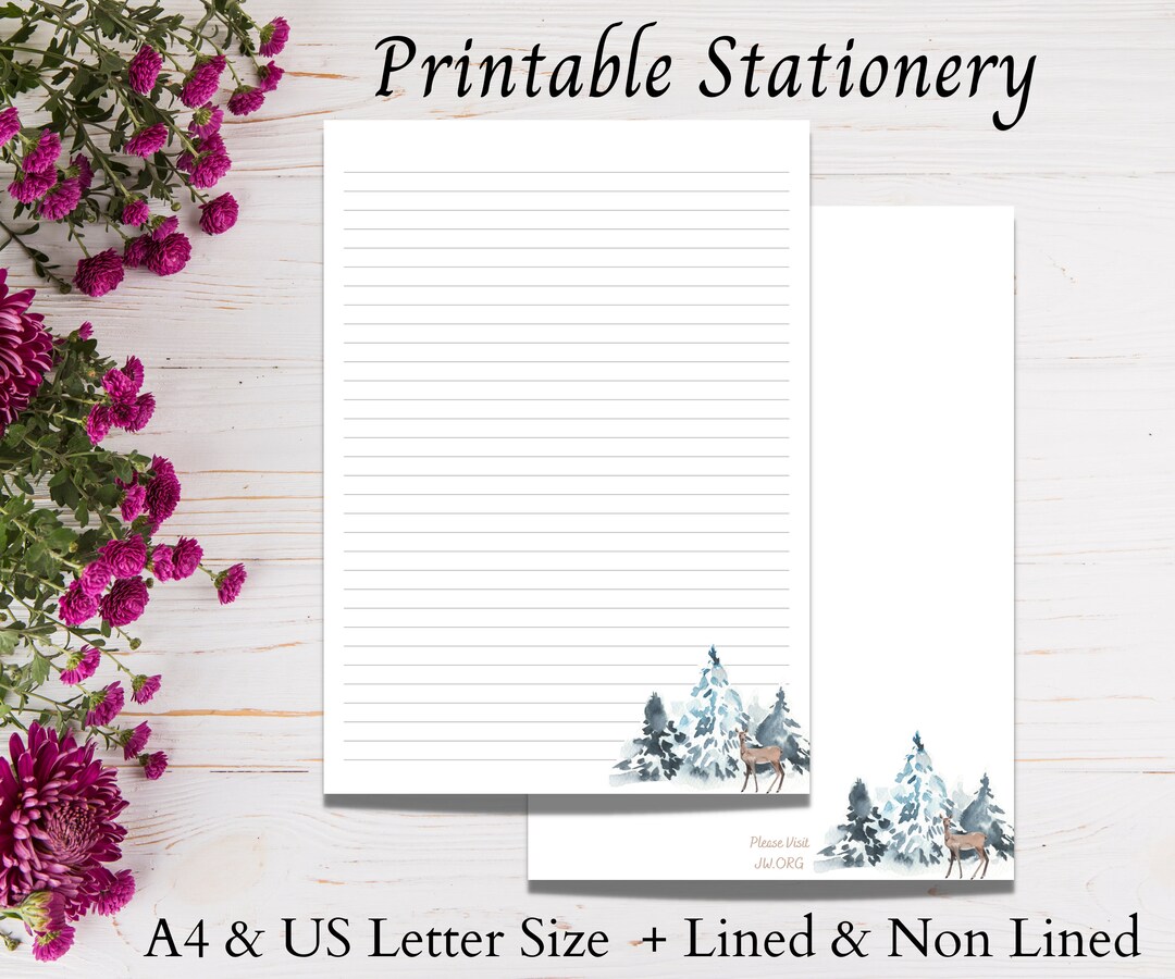 JW Letter Writing Stationery, Mountain Deer Printable Writing Paper ...