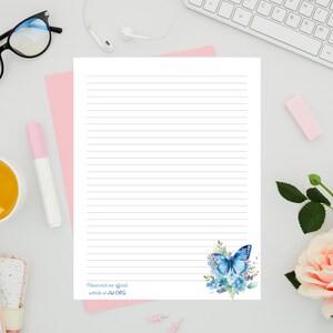 JW Letter Writing Stationery, Butterfly Printable Writing Paper With ...