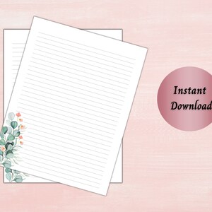 Botanical Printable Stationery Paper, Minimalist Writing Paper, Boho ...