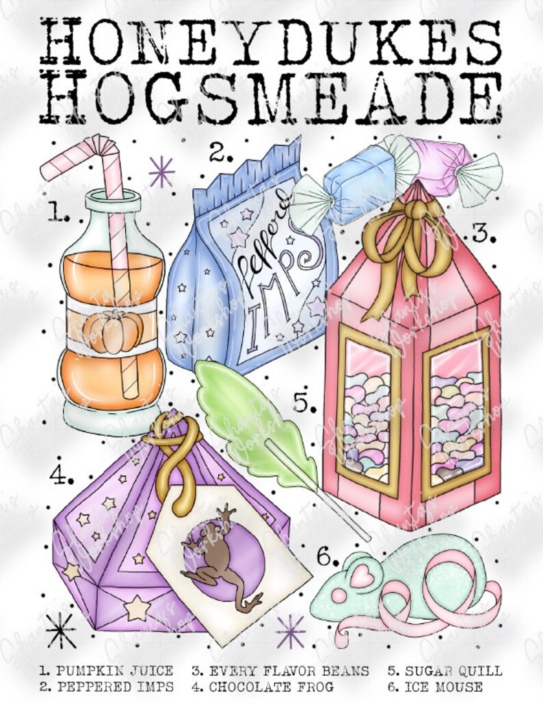 Wizard Candy Store Chart Sublimation Transfer DIY T-shirt - Etsy