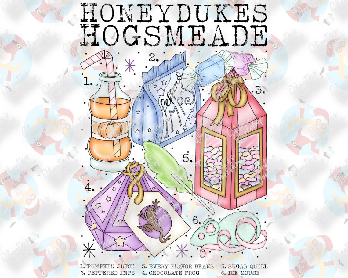 Wizard Candy Store Chart Sublimation Transfer DIY T-shirt - Etsy