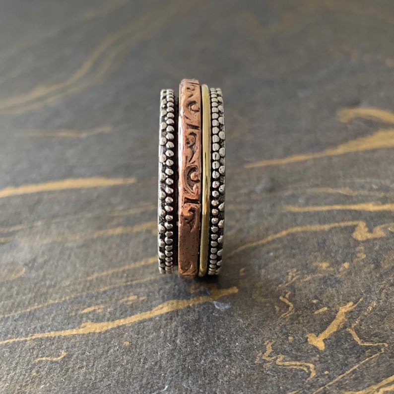 Textured Spinning Ring Sleek Spinning Ring Sterling Silver - Etsy