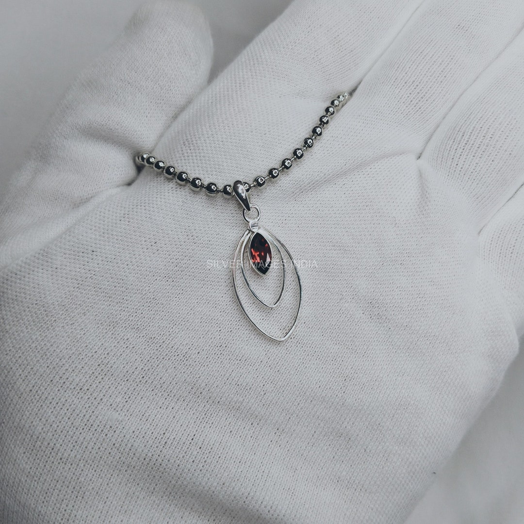 Vintage Natural Garnet Pendant, Gemstone Pendant, Red Pendant, 925 ...