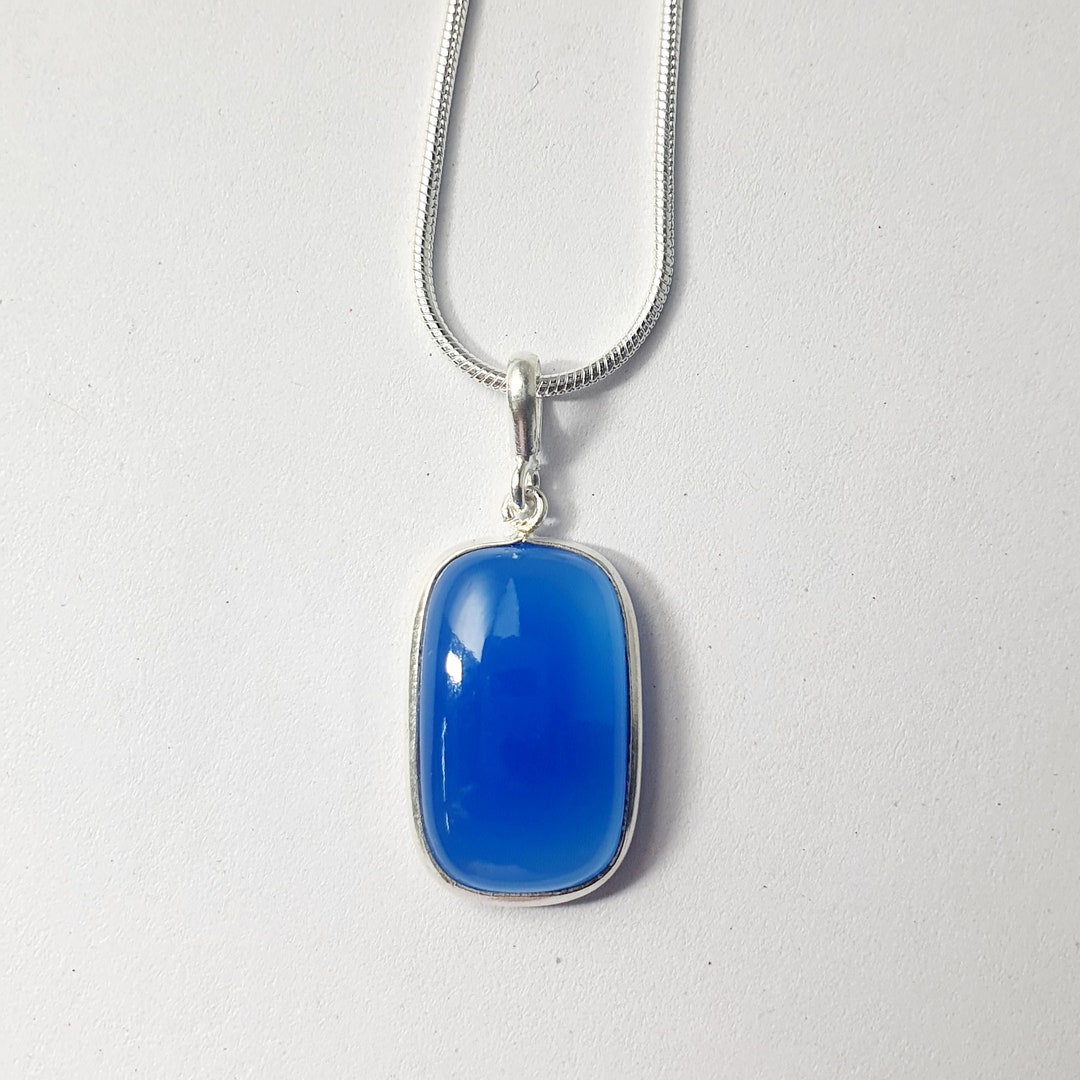 Aqua Chalcedony Stone, Silver Pendant, Handmade Silver Pendant Necklace ...