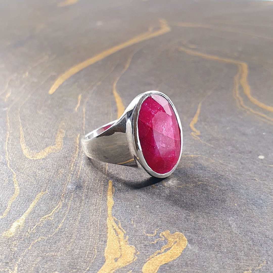 Ruby Ring, 925 Silver Ring, Handmade Ring, Gift for Her, Oval Stone ...
