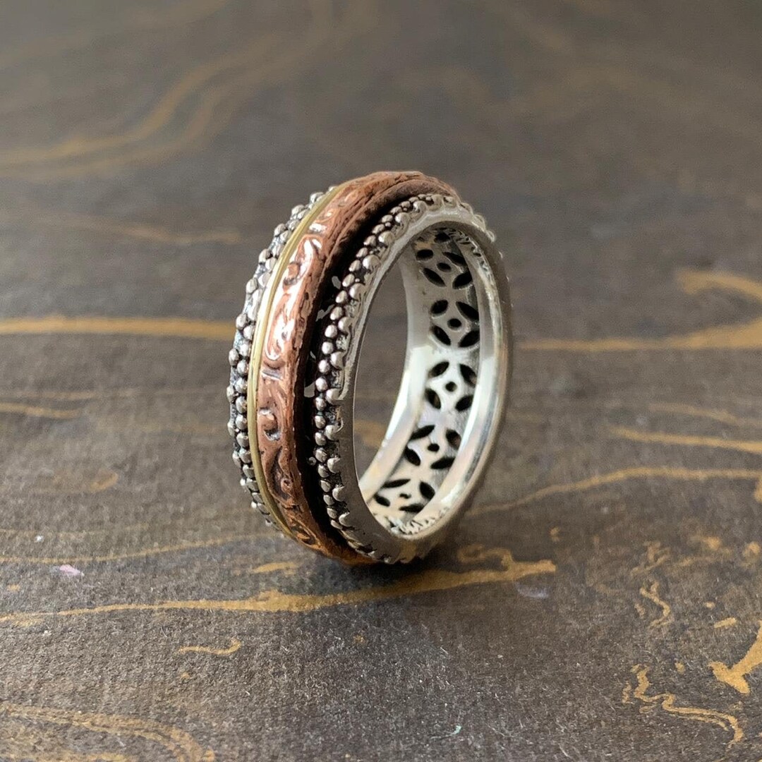 Textured Spinning Ring, Sleek Spinning Ring, Sterling Silver Spinning ...