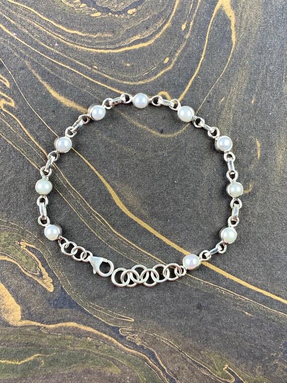 925 Sterling Silver Bracelet Handmade Bracelet Pearl Silver | Etsy