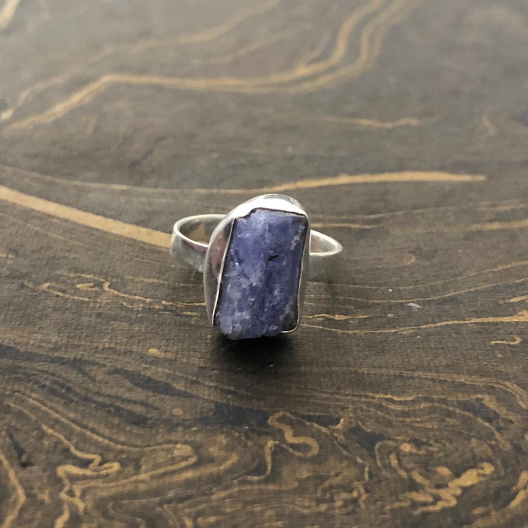 Rough Tanzanite Stone Ring 925 Sterling Silver Ring Silver - Etsy