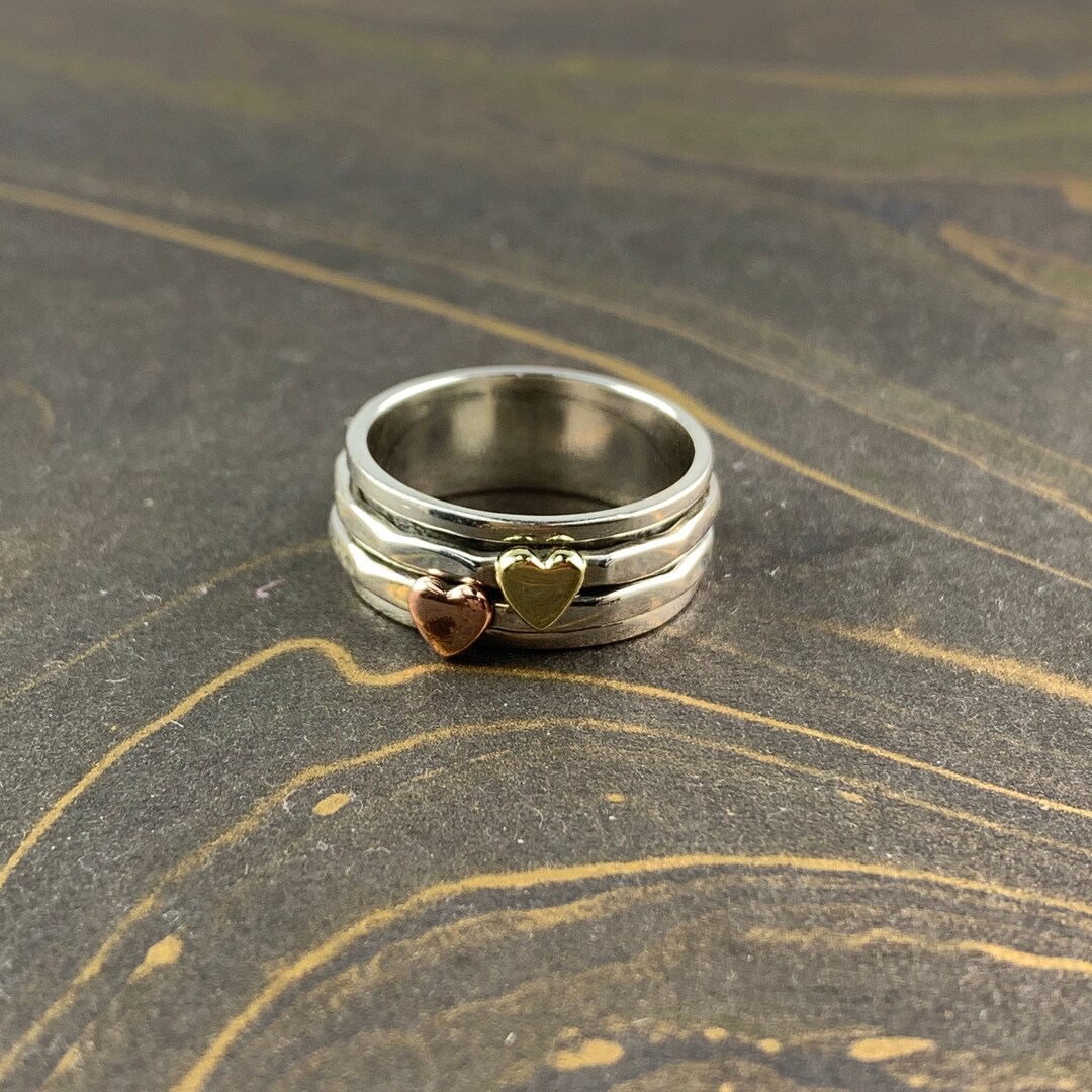 Heart Spinner Rings, Meditation Ring, Love Ring, Worry Ring, Heart Spinner Ring, 925 Silver ...