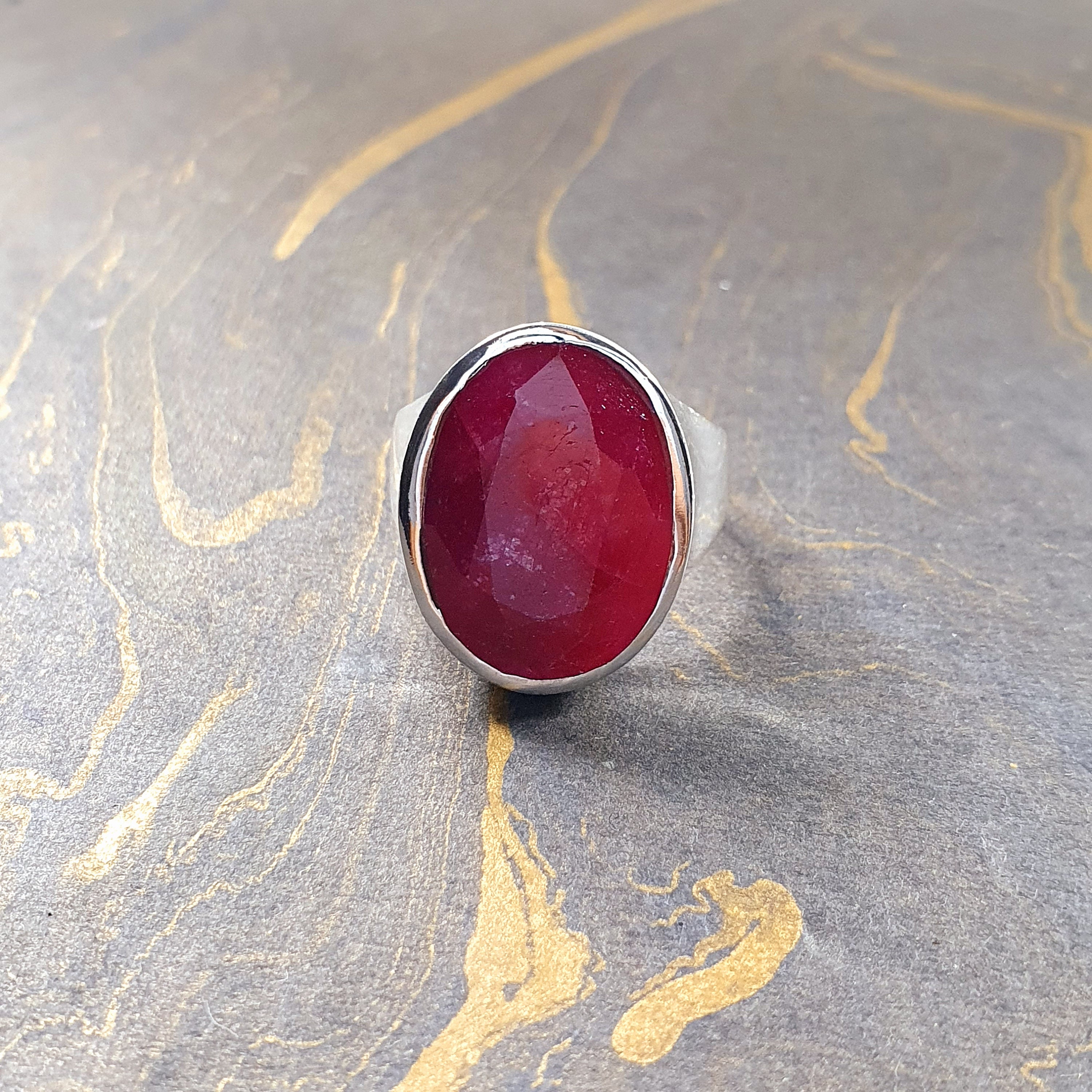 Ruby Ring 925 Silver Ring Handmade Ring Gift for Her Oval - Etsy