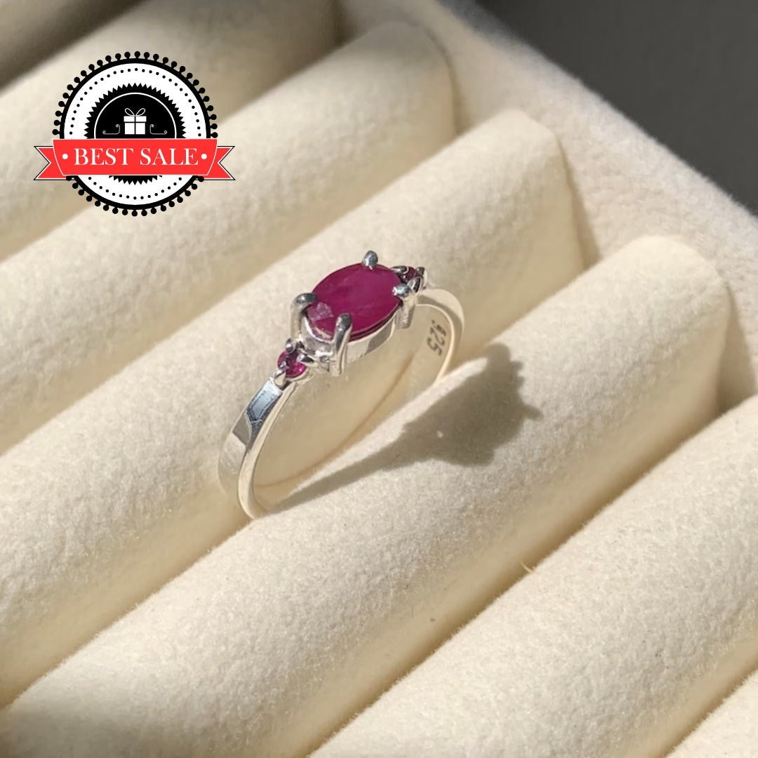 Natural 1.5 Carat Ruby Engagement Ring 925 Solid Sterling Silver Real ...