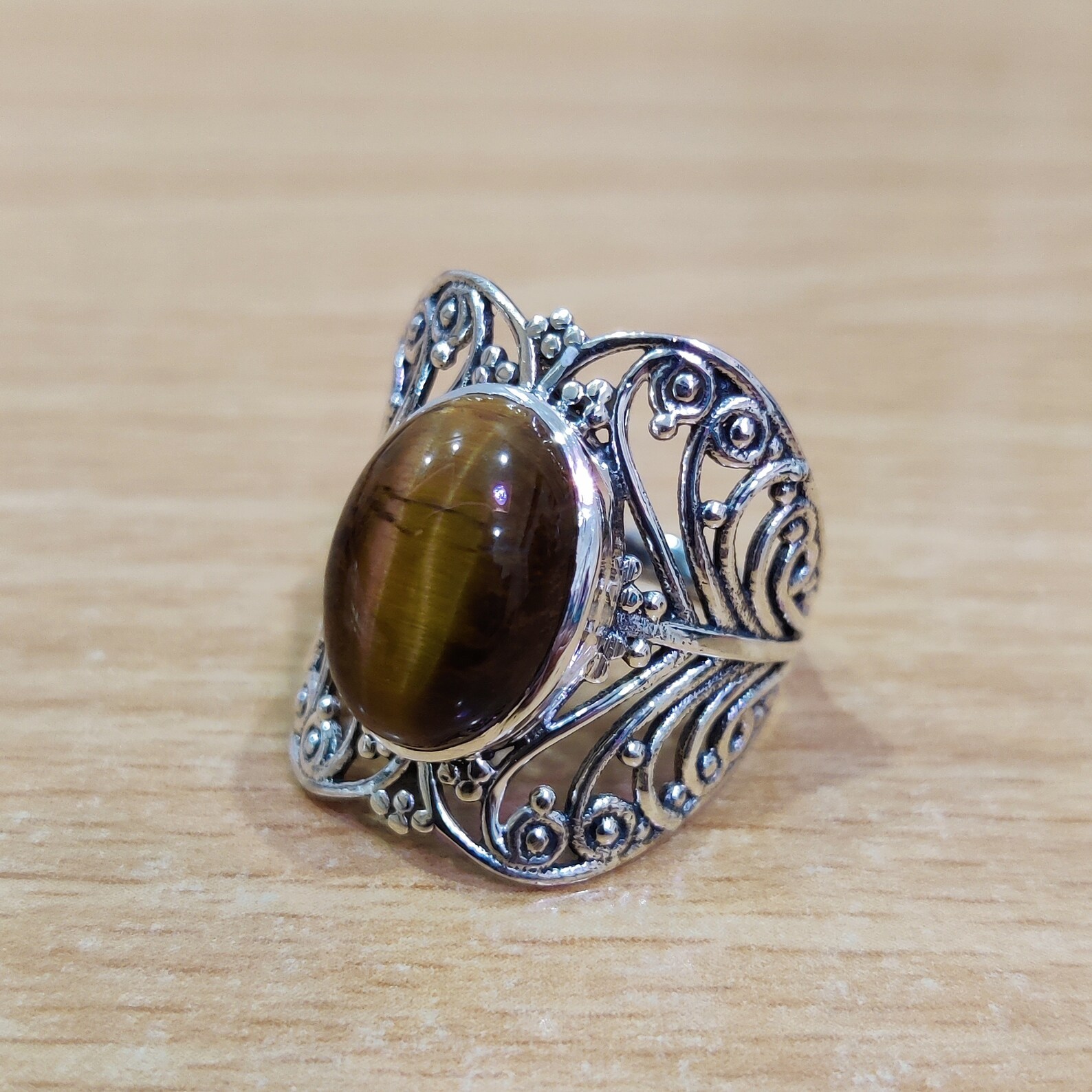 Natural Tiger Eye Ring 925 Silver Ring Handmade Ring | Etsy