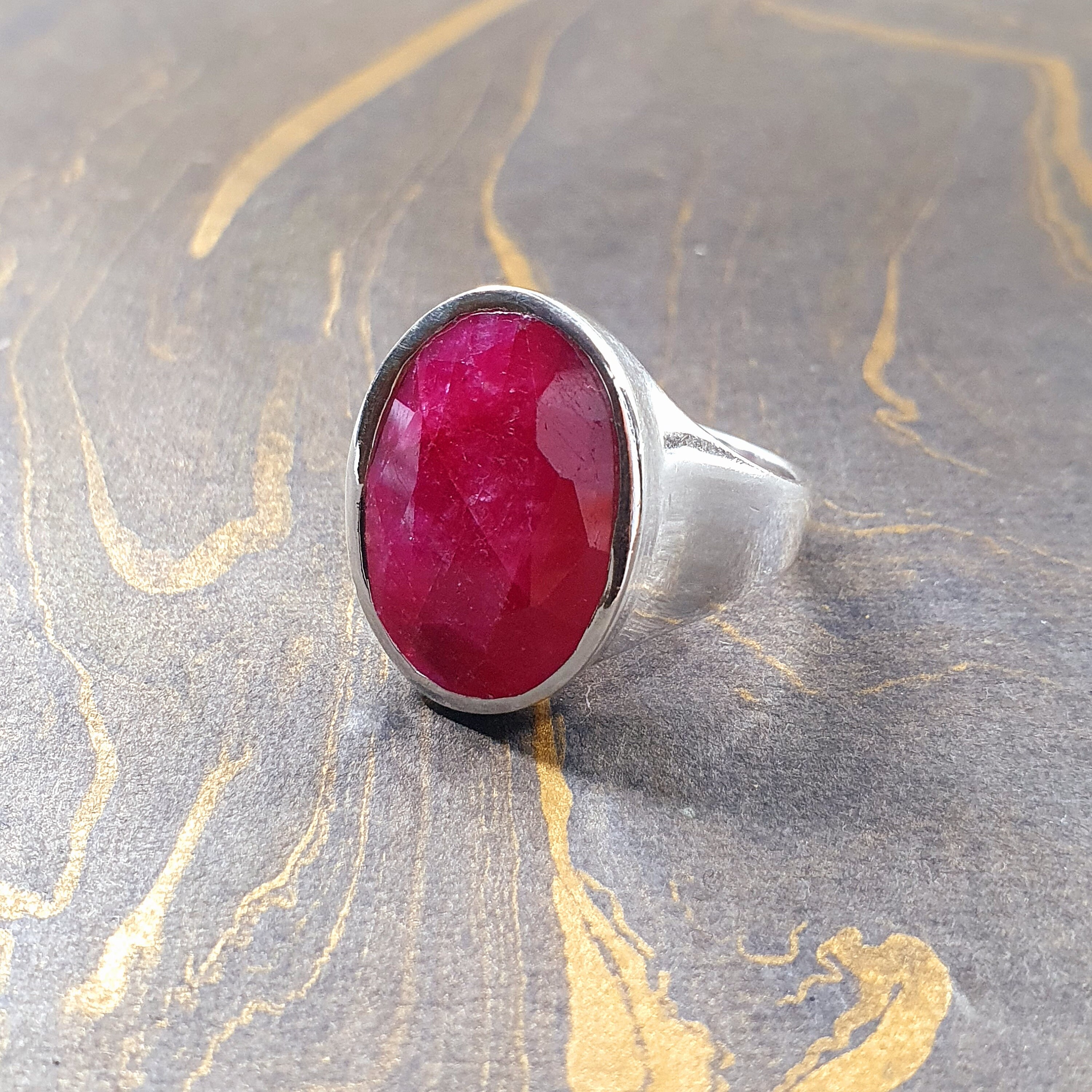 Ruby Ring 925 Silver Ring Handmade Ring Gift for Her Oval - Etsy