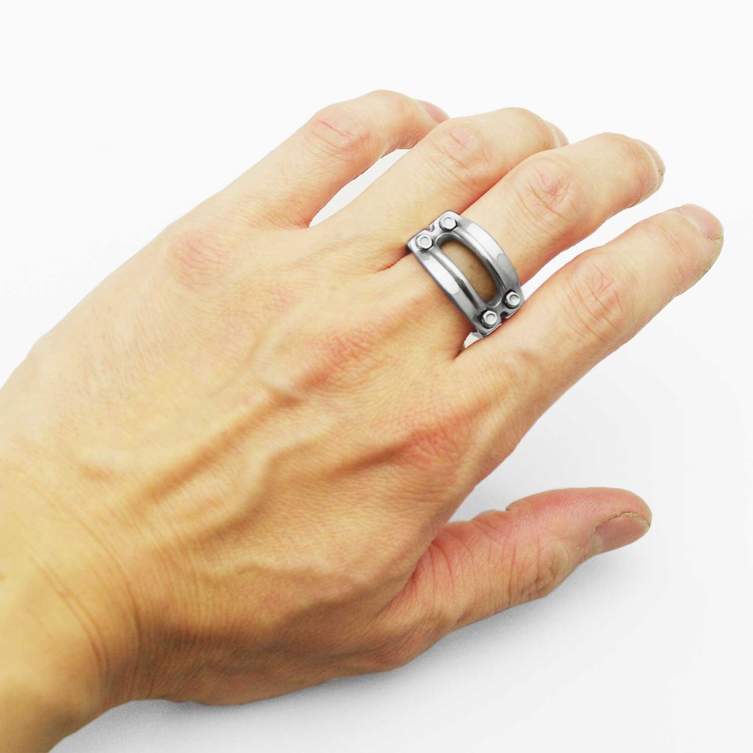 Industrial Ring,steampunk Ring for Men,biker Ring,hole Ring,sterling ...