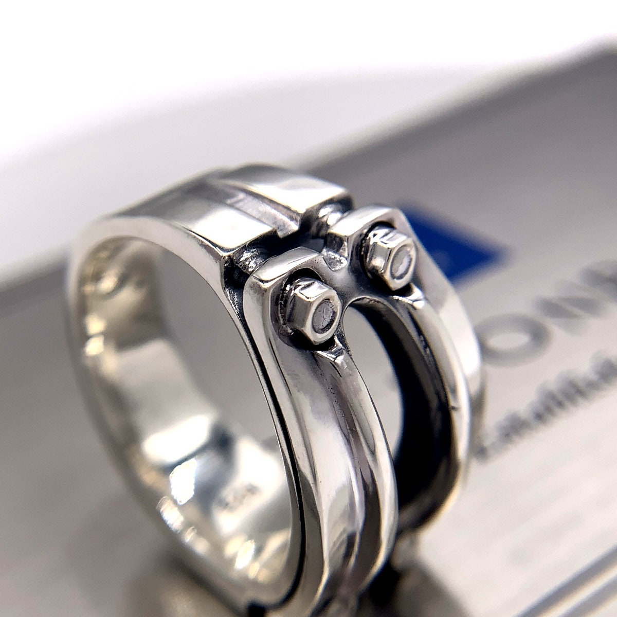 Industrial Ring,steampunk Ring for Men,biker Ring,hole Ring,sterling ...