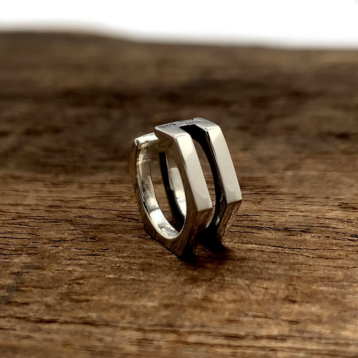 Hexagon Ear Cuff,sterling Silver Ear Cuff,mens Ear Cuff,simple Ear Cuff ...