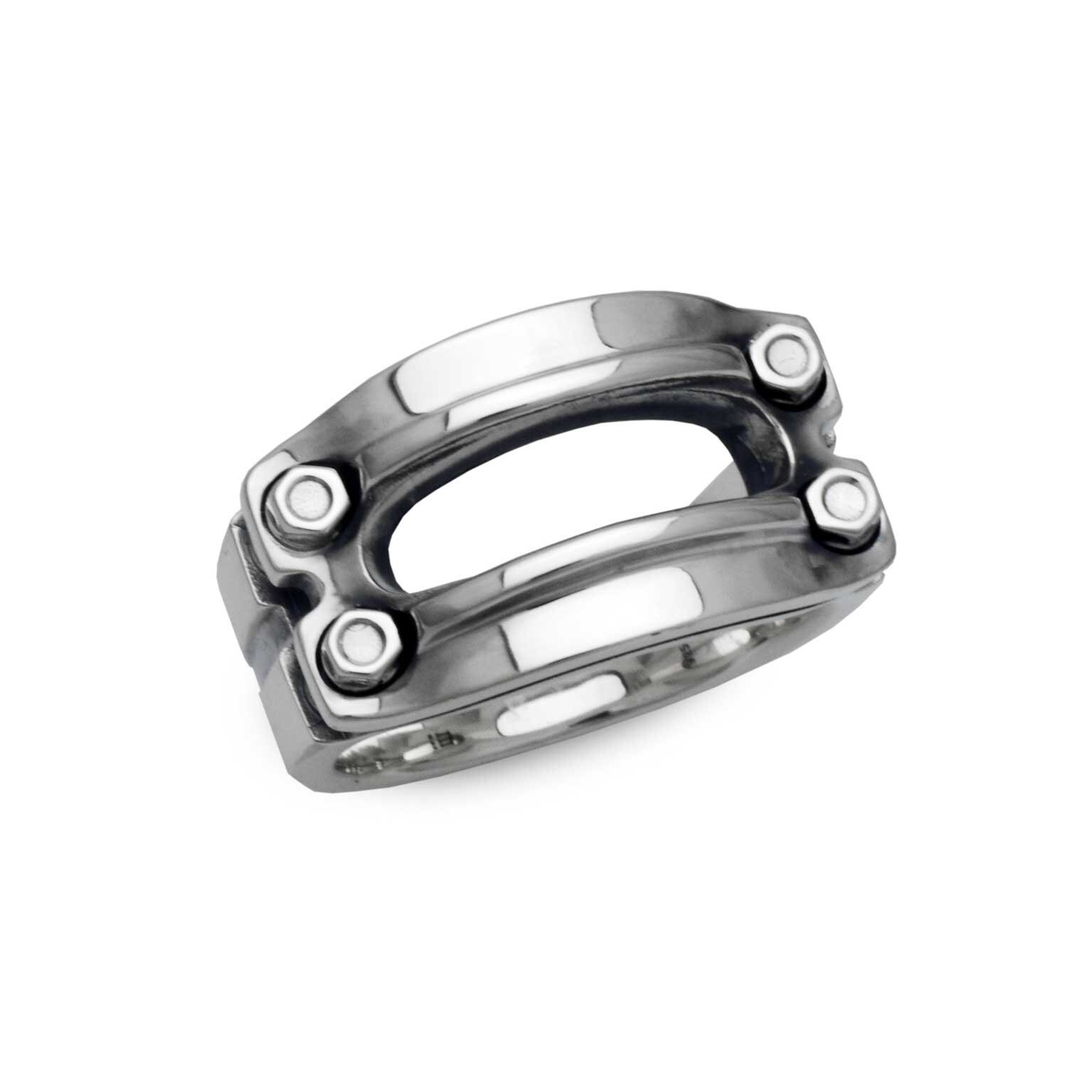 Industrial Ring,steampunk Ring for Men,biker Ring,hole Ring,sterling ...