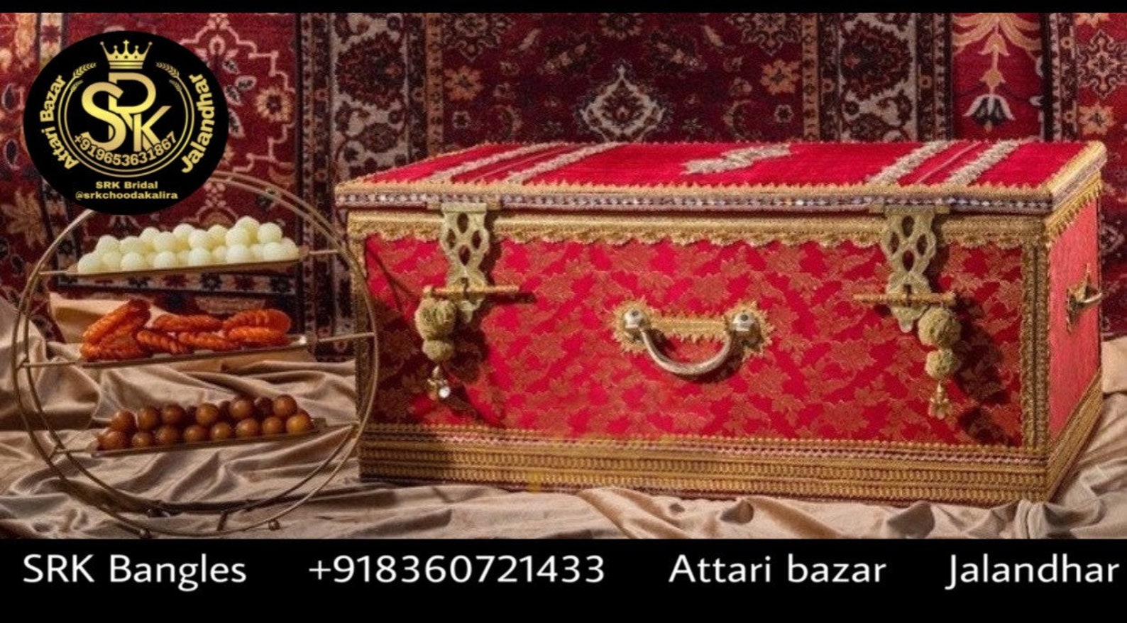 Rich Silk Red Brocket Trousseau Trunk With Chooda, Kaleera Box Wedding ...