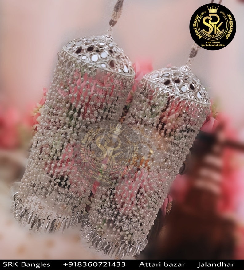 Kaleeras in Silver With Mirror Work Kaleere Bridal Kaleera , Kalira ...