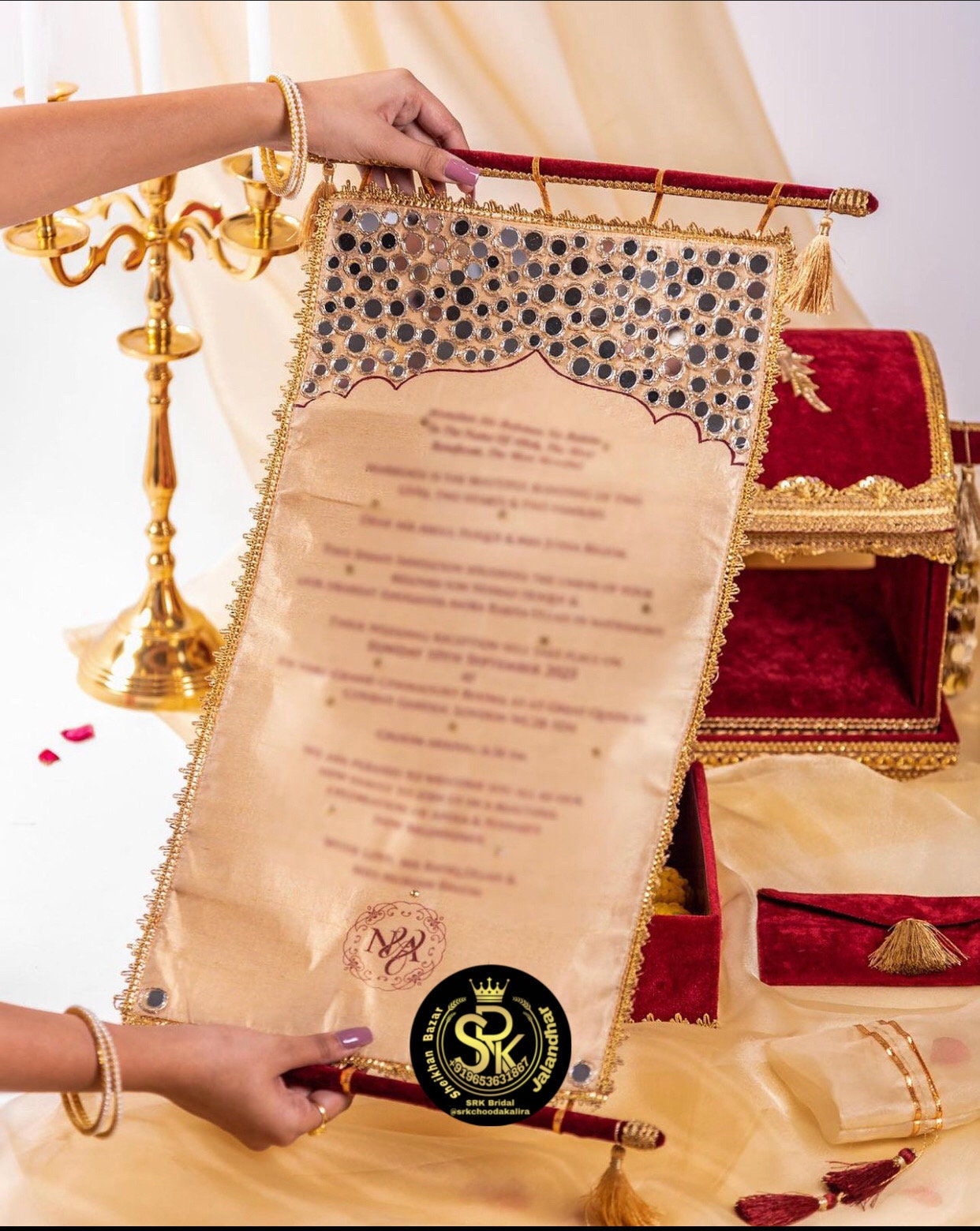 Sahi Chithi & Lagan Patrika Mithai Box Saghun Envelope in Wedding Doli ...