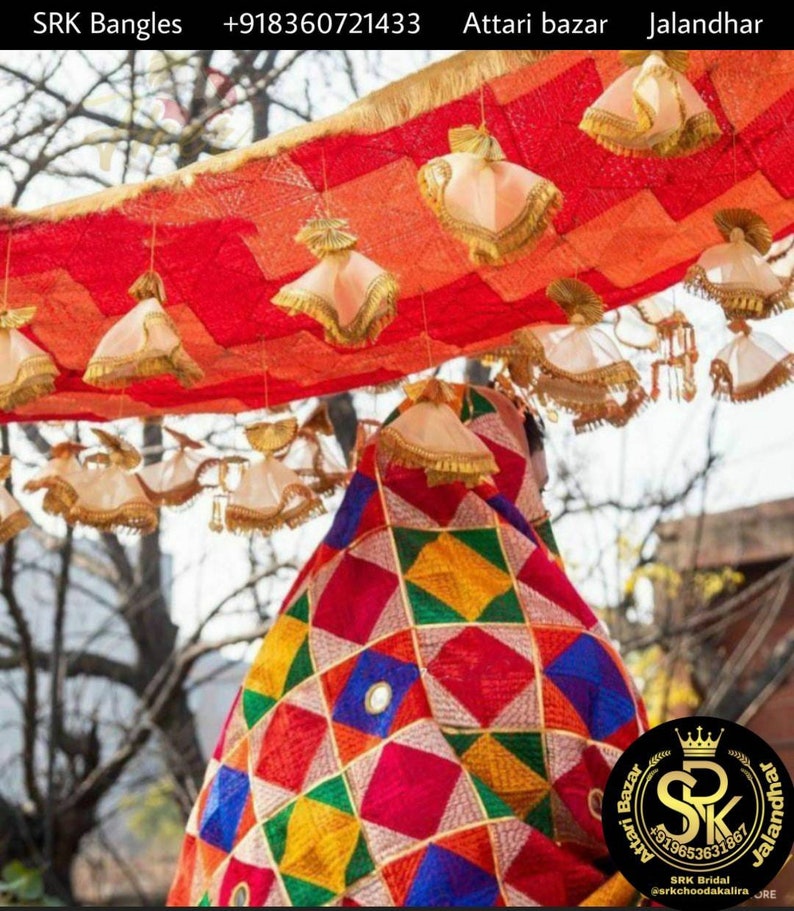 Bridal Entry Chadar, Wedding Kaleera Patri Fulkari Chadar, Wedding ...