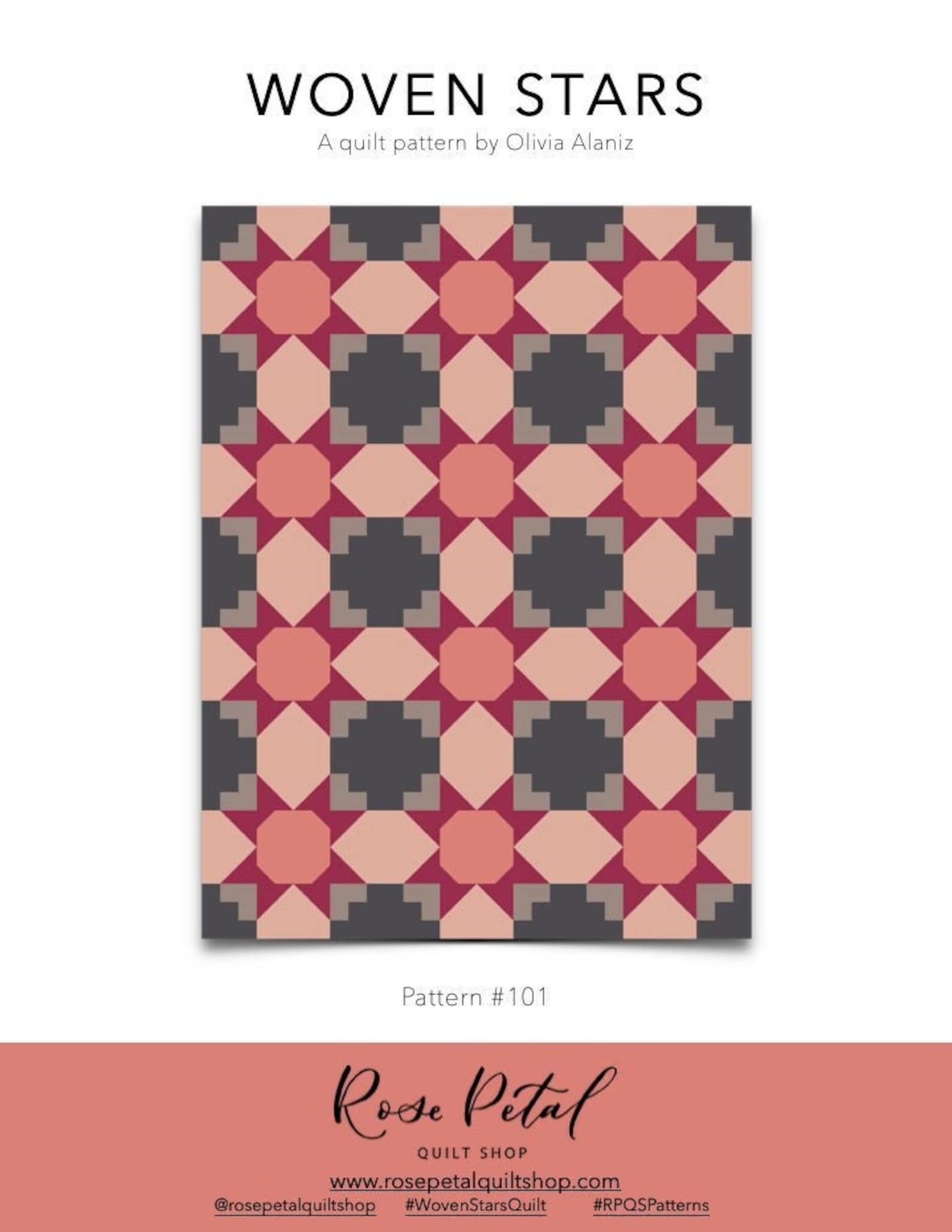 Woven Stars Quilt Pattern PDF Digital Only Rose Petal - Etsy